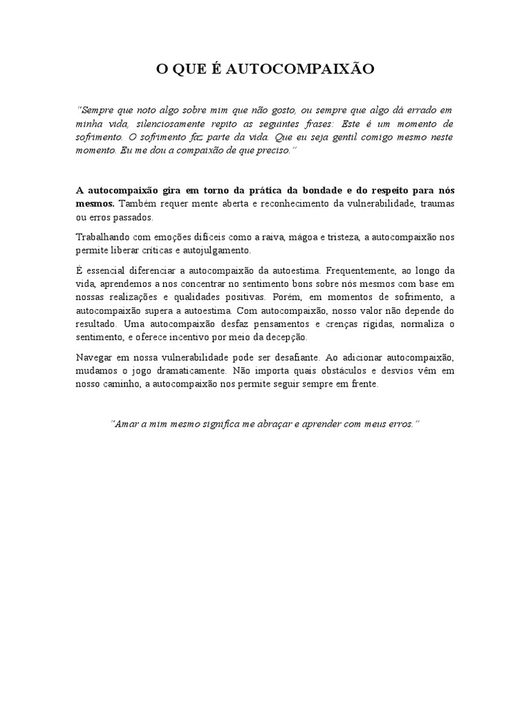 Entendendo A Autocompaixão | PDF | Autoajuda