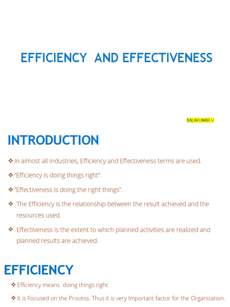 Efficiency Vs Effectiveness | PDF | Efficiency | Performance Indicator