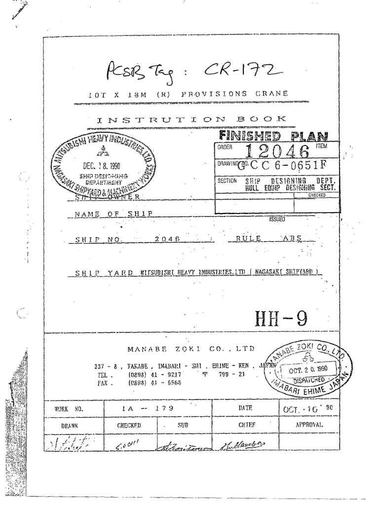 HH09 - Provision Crane (CR172) | PDF
