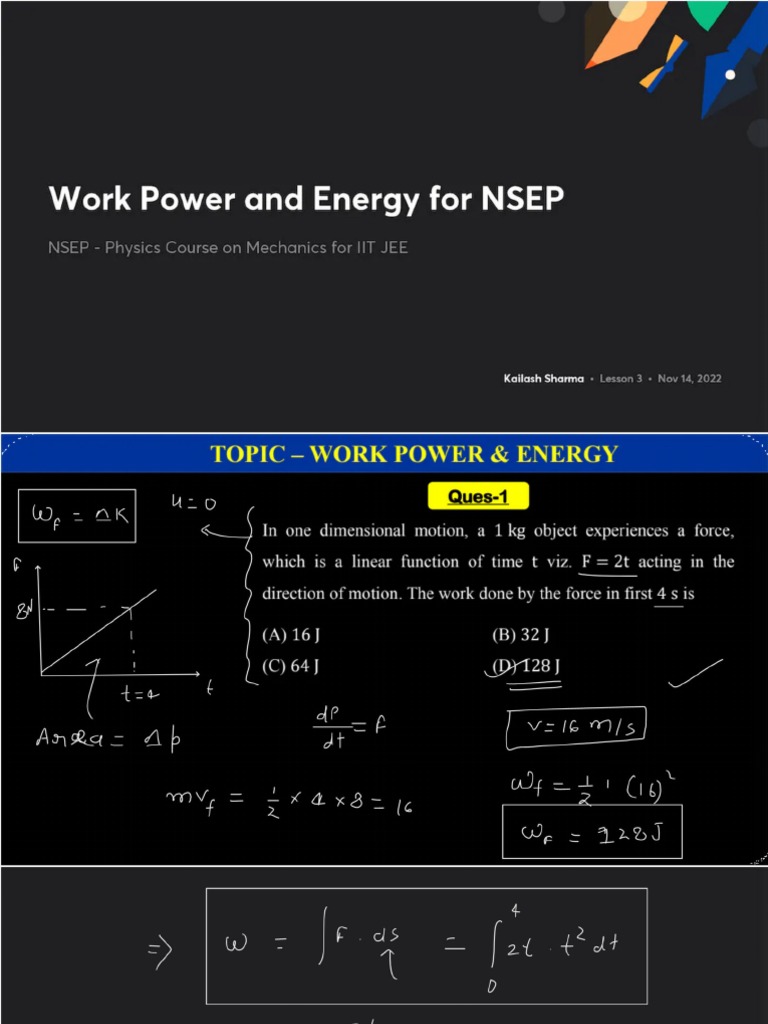 Work Power and Energy For NSEP With Anno | PDF