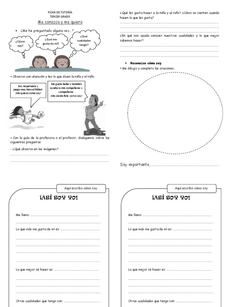 Ficha de Tutoría Me Conozco | PDF Ficha de Tutoría Me Conozco | PDF