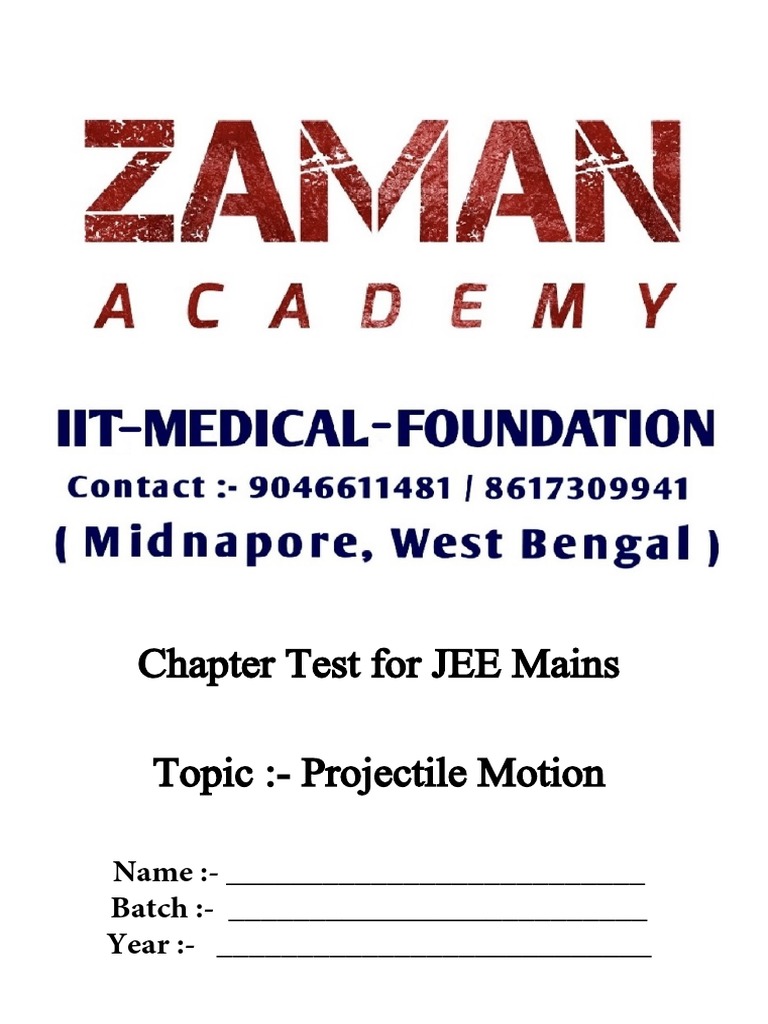 4-Chapter Test (Projectile Motion) - Zaman Academy | PDF | Projectiles ...