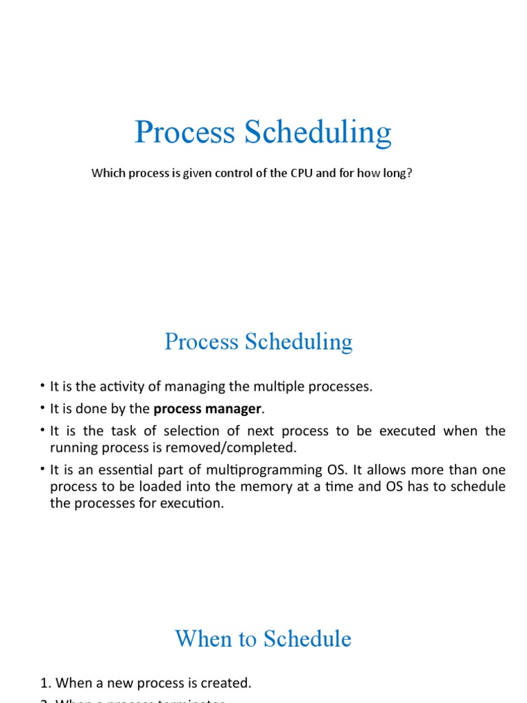 Unit 3.4 Process Scheduling | PDF | Scheduling (Computing) | Process ...