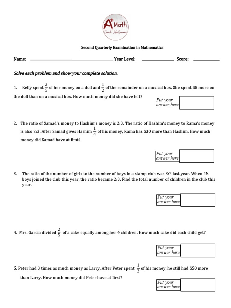 Second Quarterly Examination in Mathematics Revise (Tala) | PDF ...