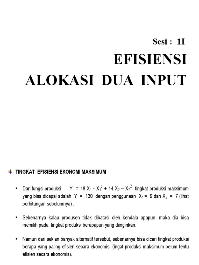 Efisiensi Alokasi Dua Macam Input | PDF