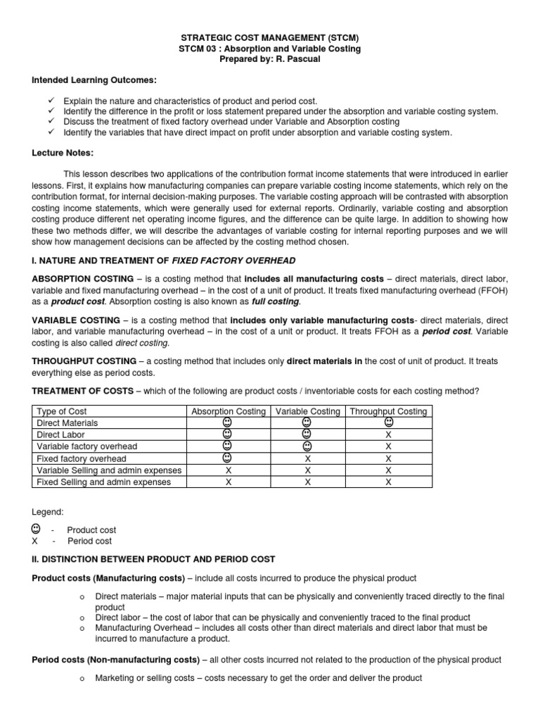 STCM 03AbsorptionandVariableCosting | PDF | Cost Of Goods Sold | Inventory