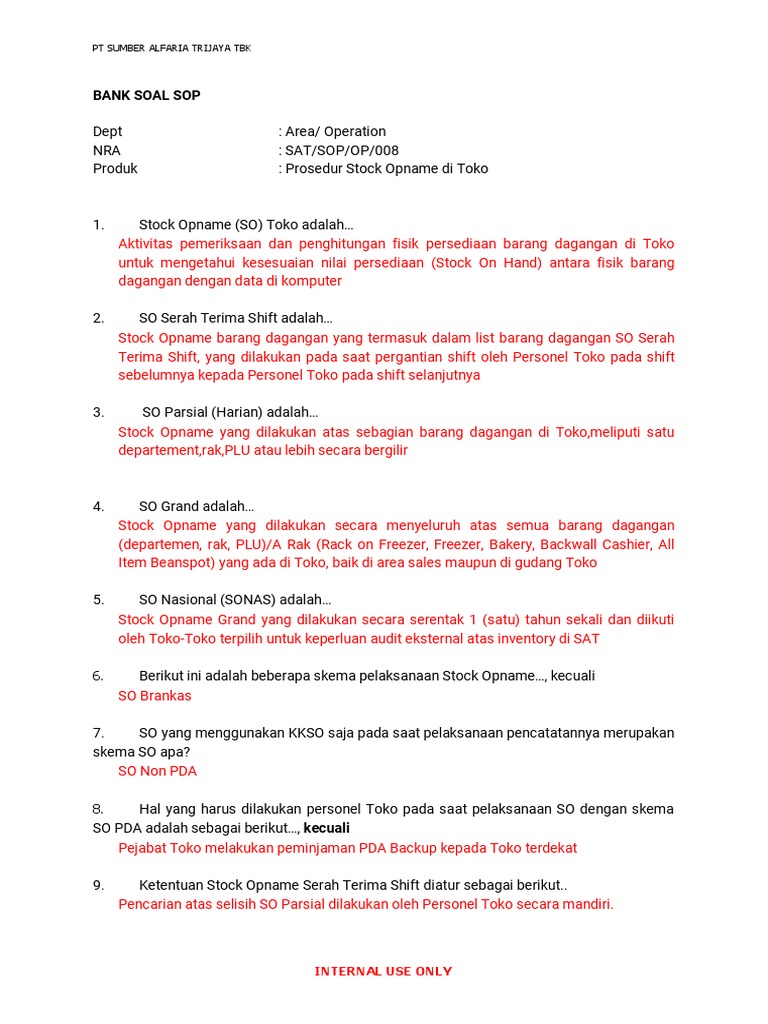 SAT - SOP - OP - 008 - Prosedur Stock Opname Di Toko | PDF