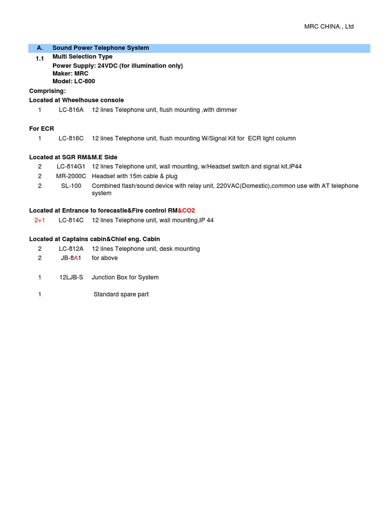 Part1 Sound Power Tele. LC-800 | PDF | Telephone | Switch