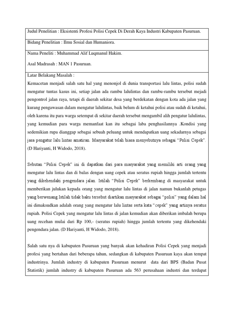 Proposal Penelitian Myres Muhammad Alif Luqmanul Hakim | PDF