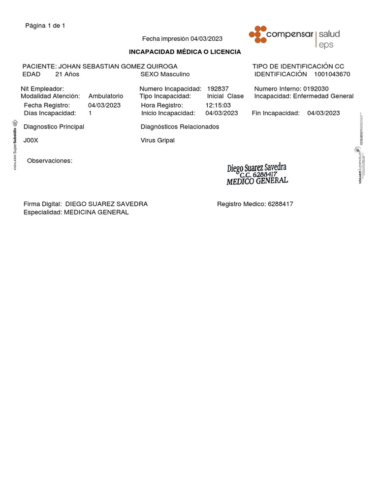 Compensar Johan Sebastian Gomez Quiroga2 | PDF