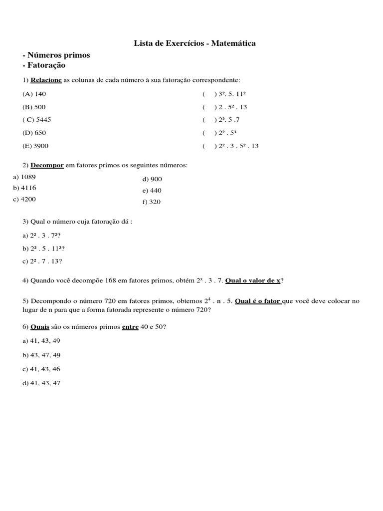 Lista_Decomposição_6ano | PDF