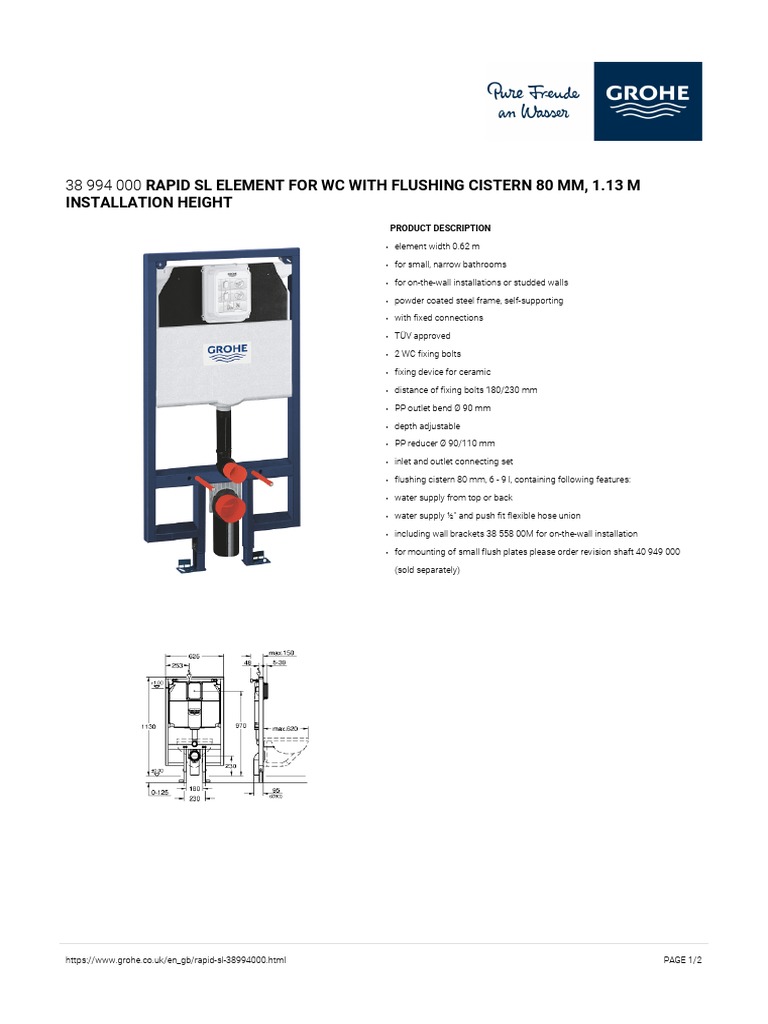 GROHE Specification Sheet 38994000-3 | PDF | Valve | Manufactured Goods