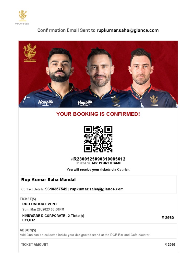 RCB Unbox Event Ticket Confirmation | PDF