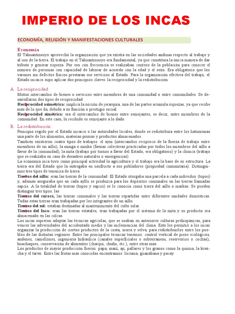 Ficha Imperio Incaico II7 | PDF | Imperio Inca | Perú