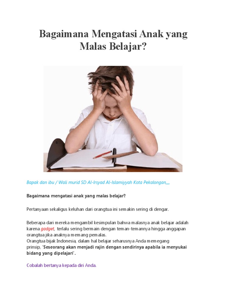Bagaimana Mengatasi Anak Yang Malas Belajar | PDF Bagaimana Mengatasi Anak Yang Malas Belajar | PDF