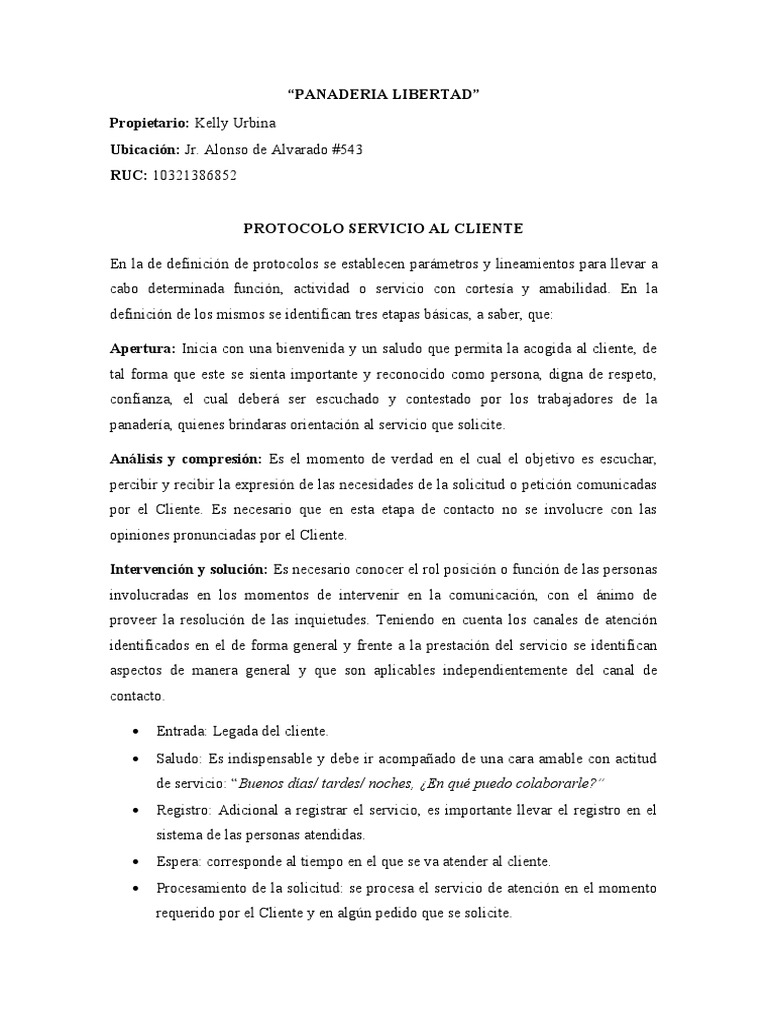 Protocolo Servicio Al Cliente | PDF