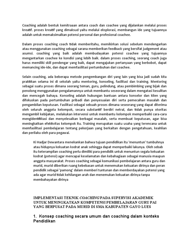 Coaching Adalah Bentuk Kemitraaan Antara Coach Dan Coachee Yang ...