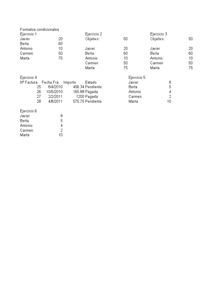 Excel Ejercicio Sin Resolver | PDF