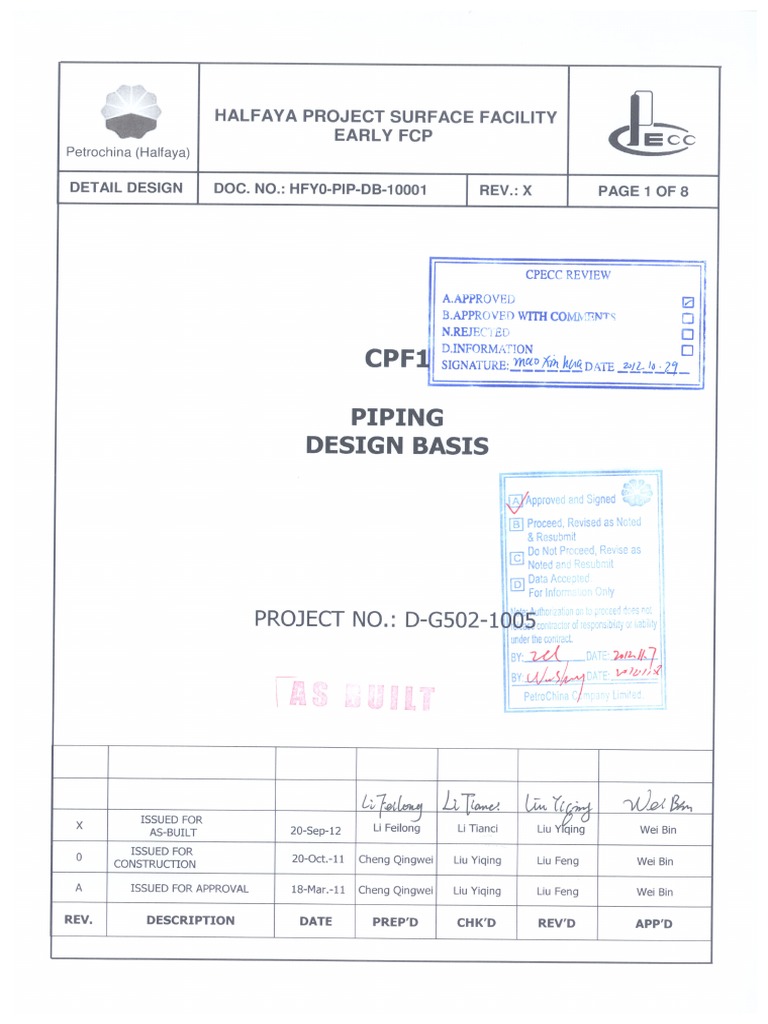 HFY0 PIP DB 10001 Piping Design Basis A Commented | PDF | Pipe (Fluid Conveyance) | Applied And ...