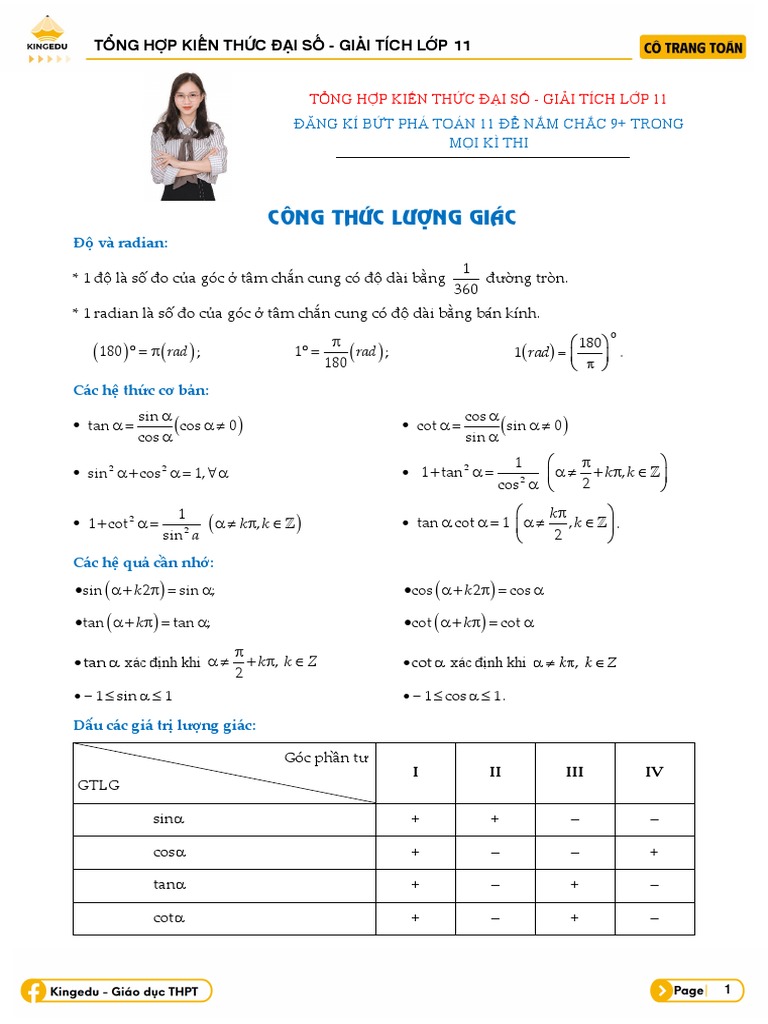 Tong Hop Kien Thuc Dai So Toan 11 - Da Chinh. | PDF