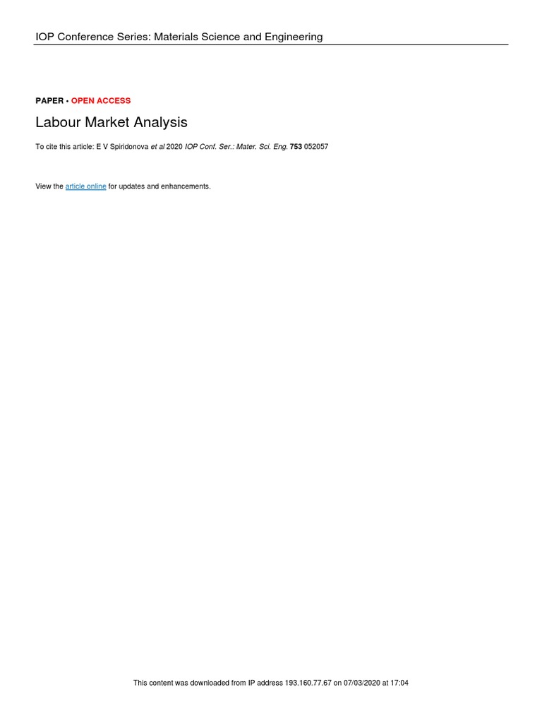 Labour Market Analysis | Download Free PDF | Employment | Labour Economics