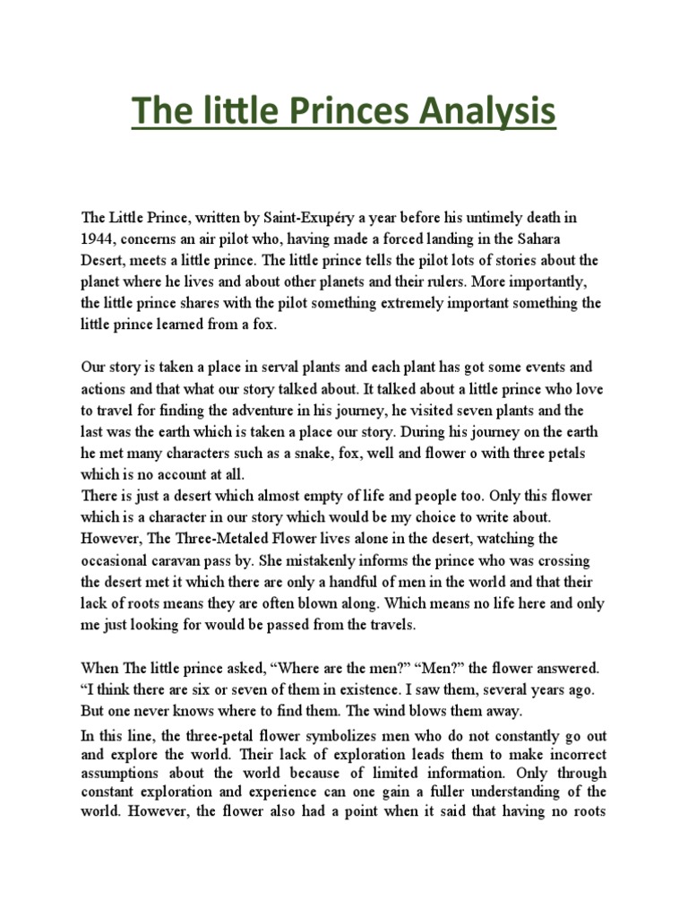 Assignment - The Little Price | PDF | The Little Prince