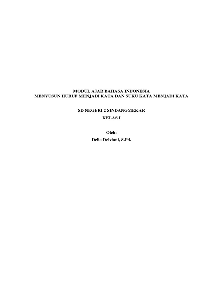 Modul Ajar Menyusun Kata Kelas 1 SD | PDF