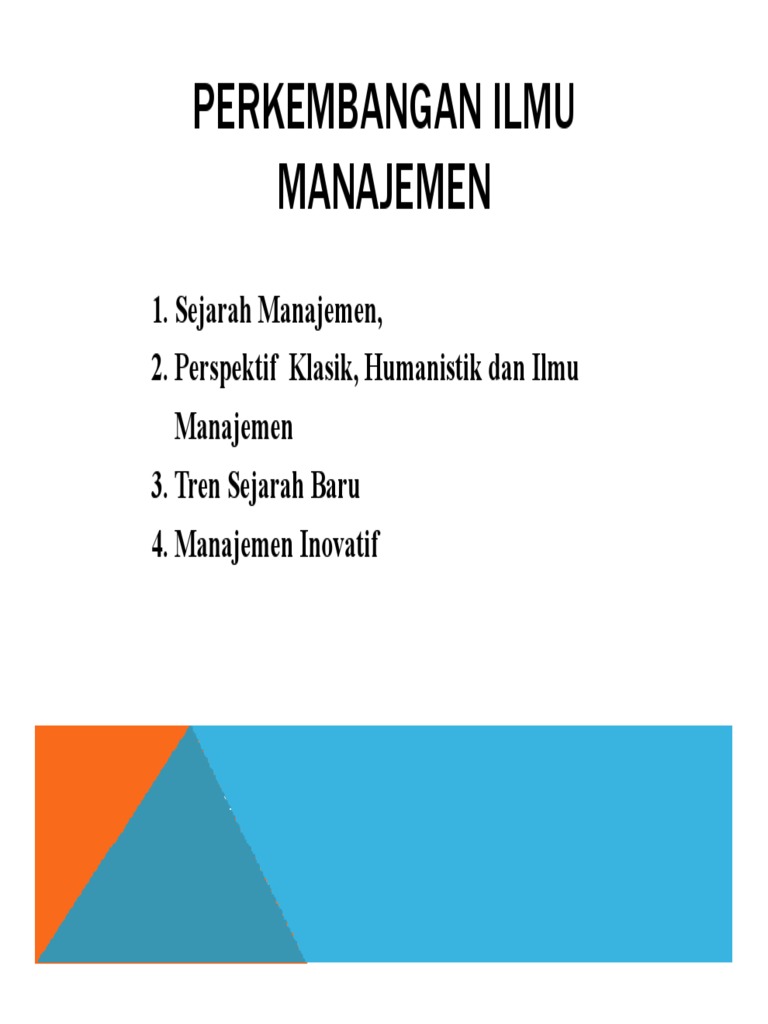 Perkembangan Ilmu Manajemen | PDF