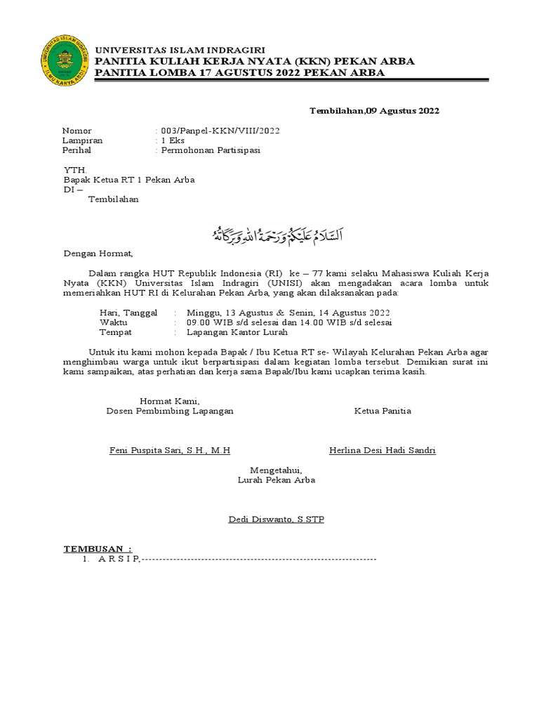 Surat Permohonan Rt-1 | PDF