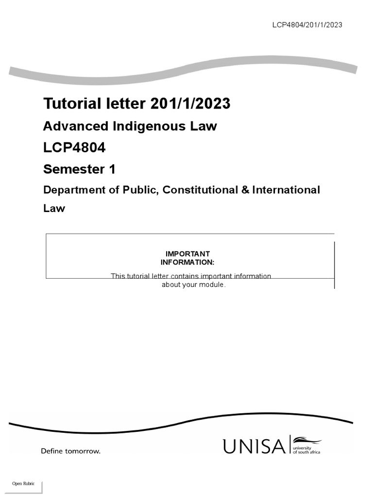 LCP 4804 Tutorial Letter 201 Edited | PDF | Marriage | Common Law