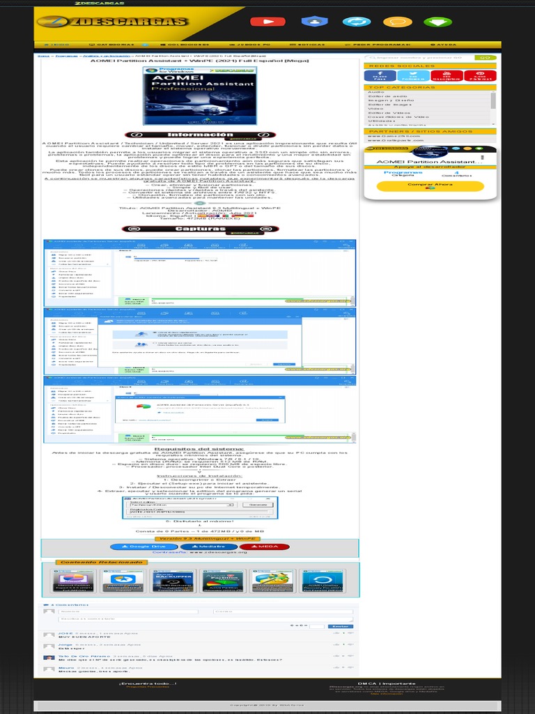 AOMEI Partition Assistant + WinPE (2021) Full Español (Mega) - ZDescargas | PDF | Informática ...