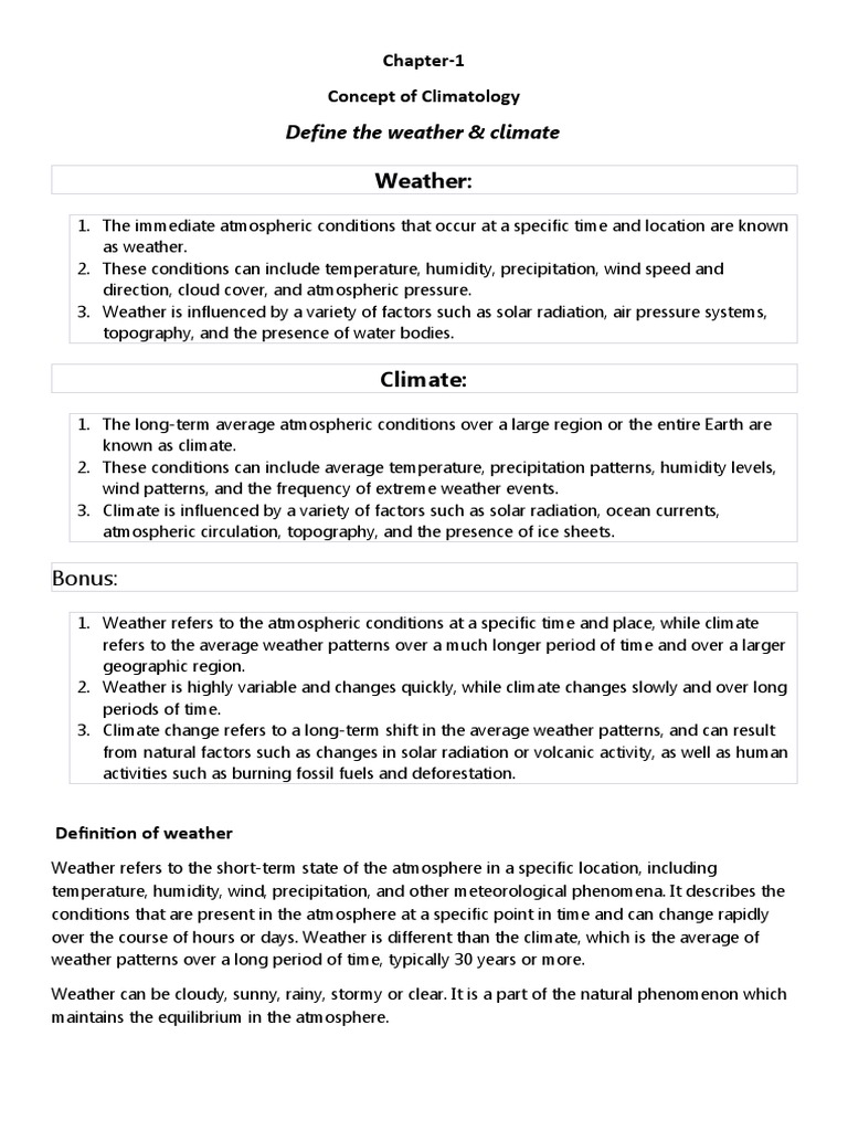 Concept of Climatology | PDF | Climatology | Climate
