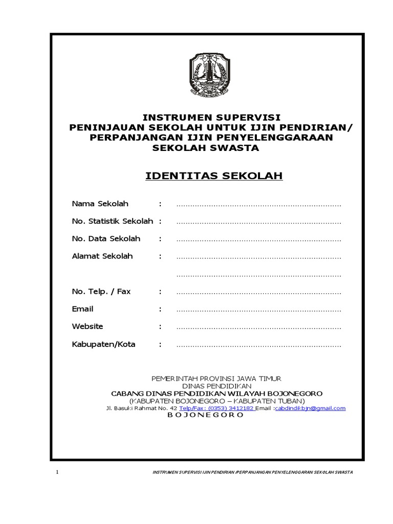 Instrumen Supervisi Ijin Operasional 2020-2 | PDF