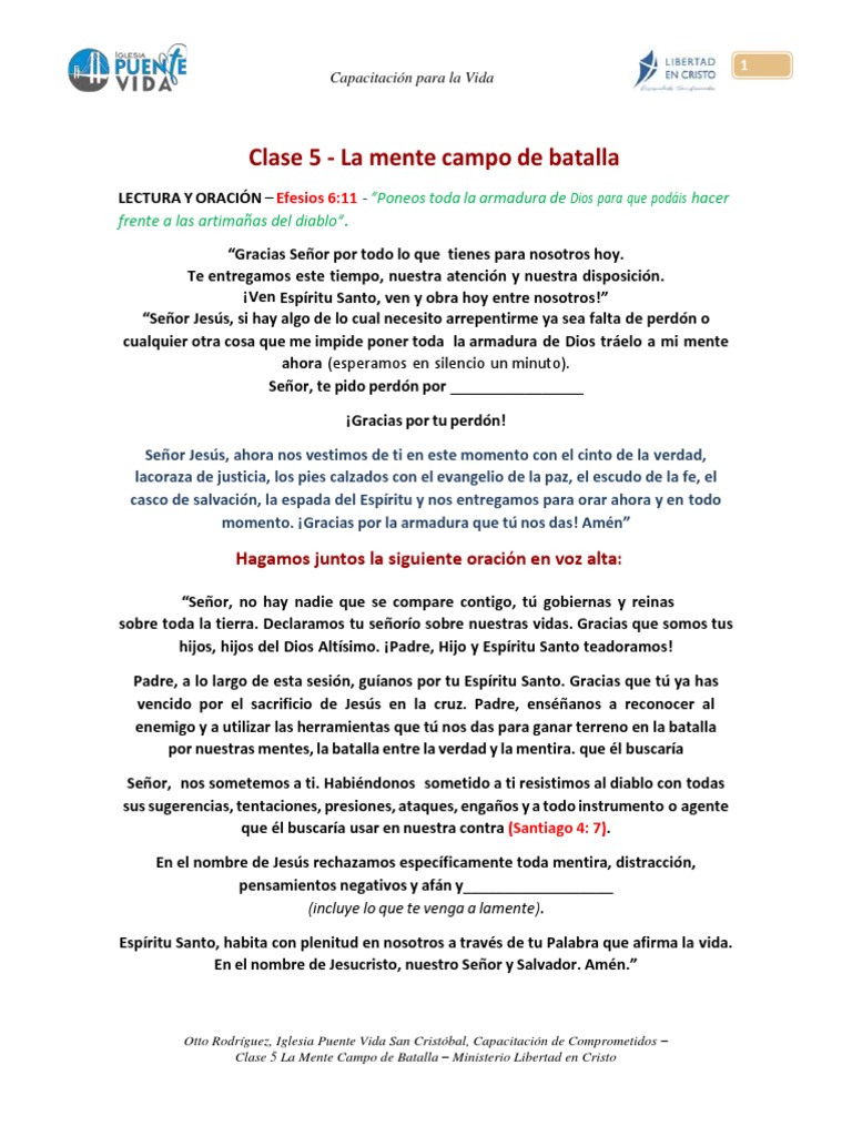 Clase 5 La Mente Campo de Batalla | PDF | Satán | Cristo (título)