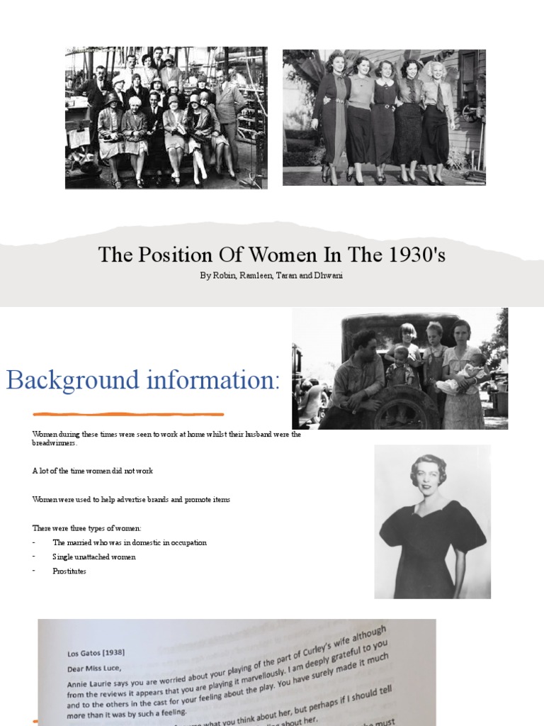 Position of Women in The 1930s | PDF