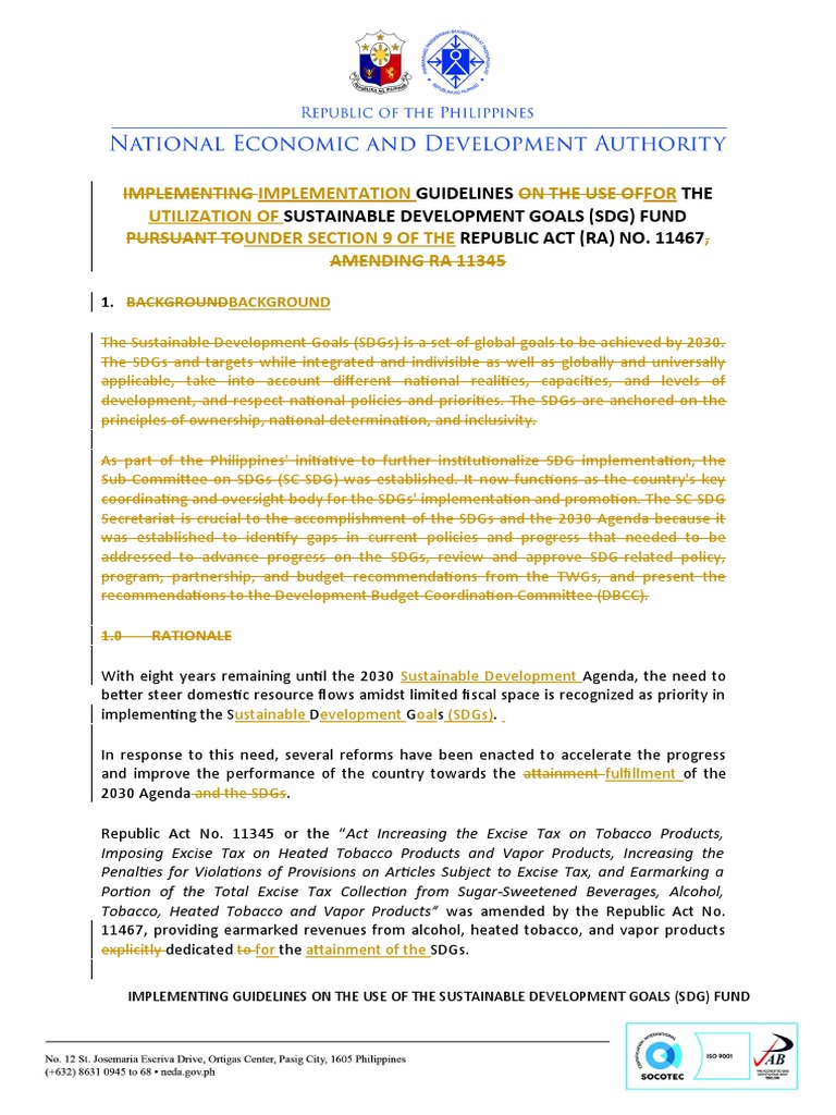 SDG Fund Utilization Guidelines | PDF | Governance | Taxes