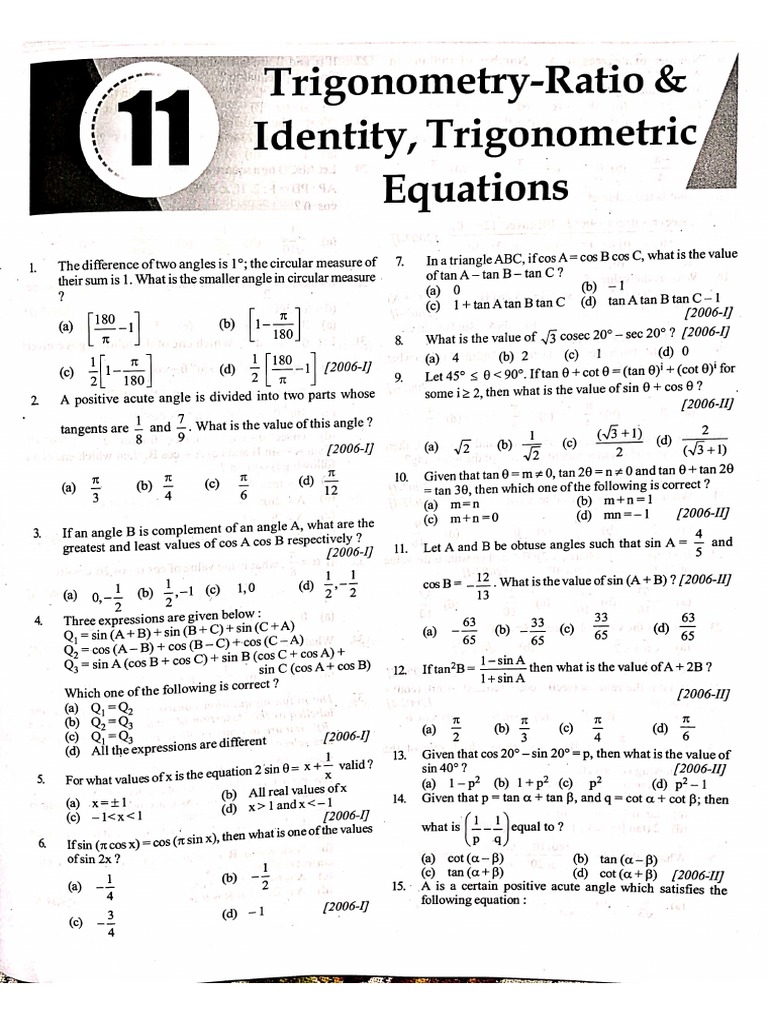 Trigonometry Nda Pyq | PDF