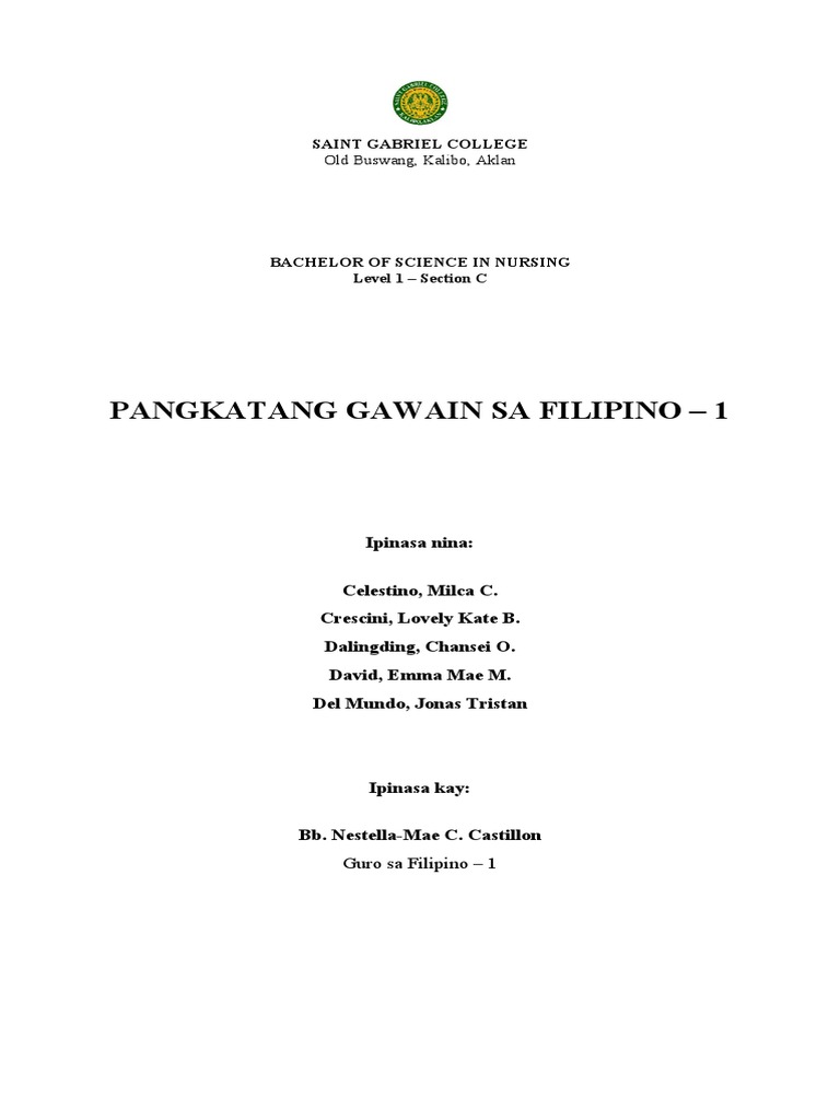 Pangkatang Gawain Sa Filipino - 1 | PDF