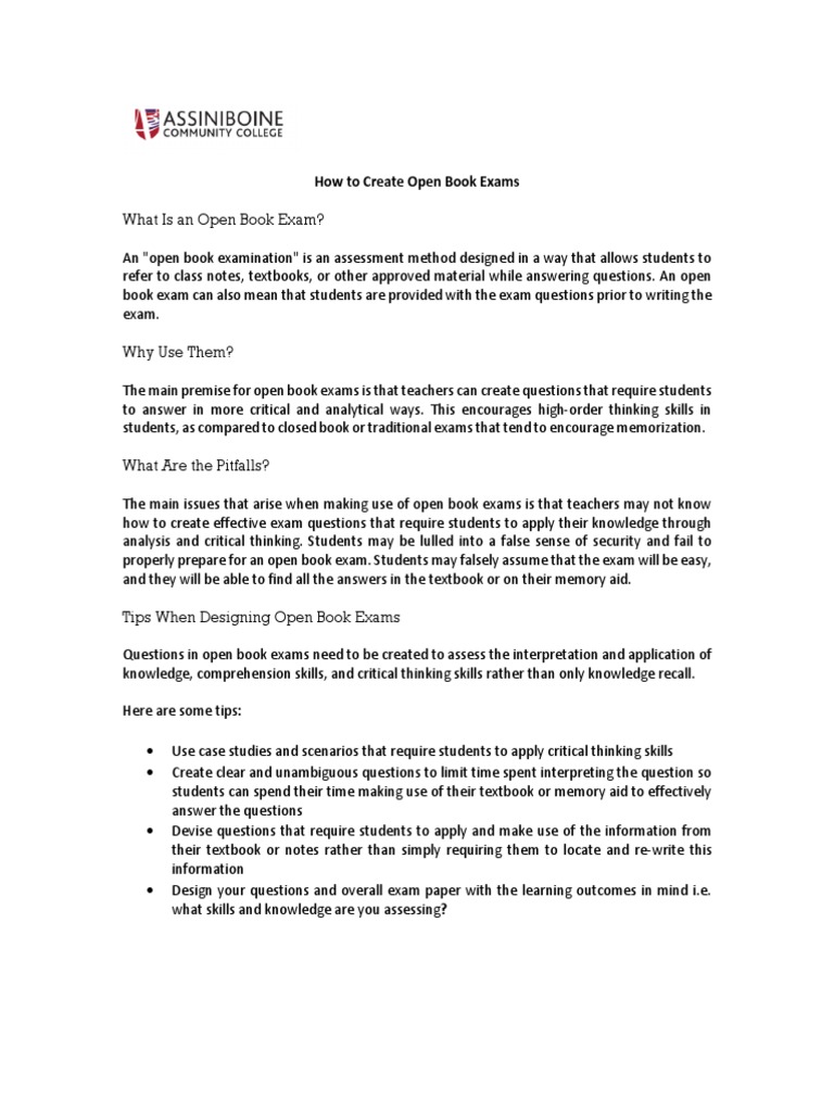 How To Create Open Book Exams Pdf Knowledge Idea