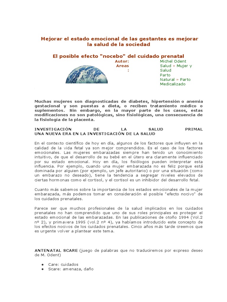 El Posible Efecto MICHEL ODENT | PDF | El embarazo | Placenta
