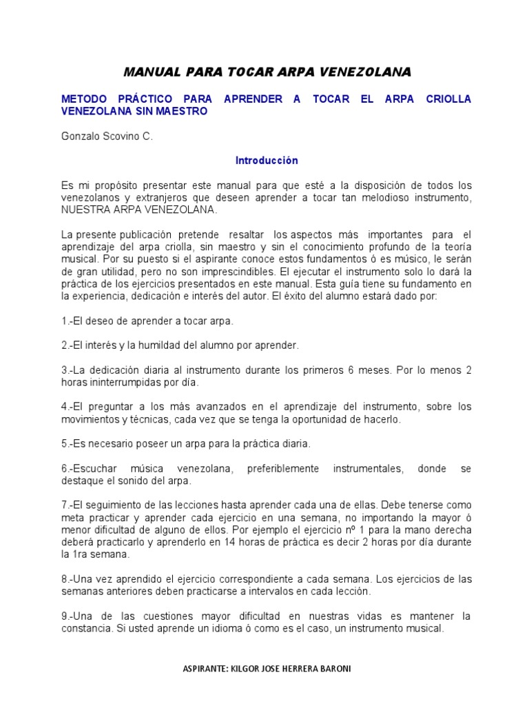 Metodo para Tocar Arpa | PDF | Escala (música) | Instrumentos de cuerda