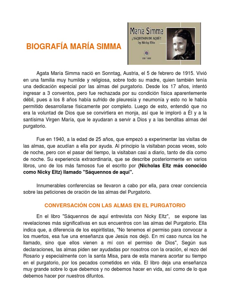 Biografía María Simma | PDF
