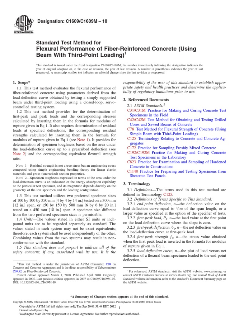 ASTM-C1609-C1609M-12steel Fiber Concrete Test | PDF | Strength Of ...
