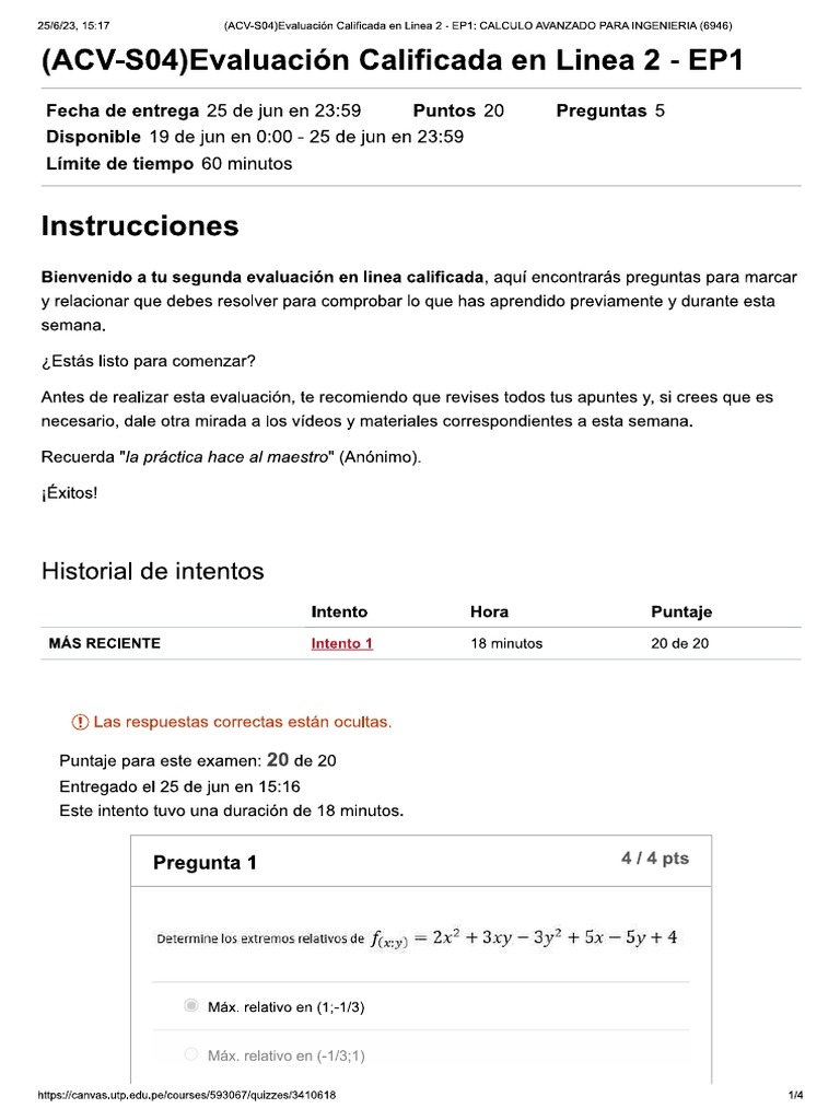 (ACV-S04) Evaluación Calificada en Linea 2 - EP1 | PDF