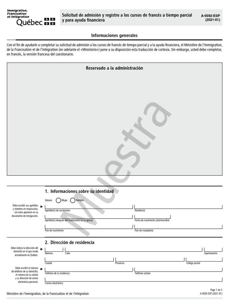 For Mifi Tempspartiel Espagnol A-0592-Esp | PDF | Quebec | Industrias ...