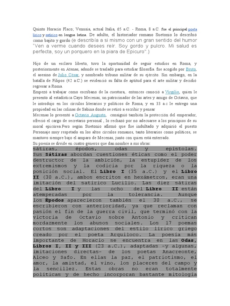 Quinto Horacio Flaco | PDF | Horacio