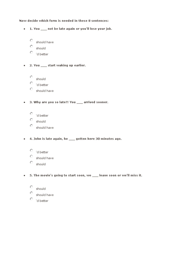 Should - Had Better Exercises | PDF