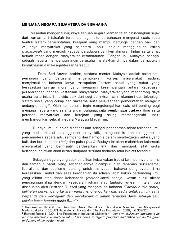 Menjana Negara Sejahtera Dan Bahagia | PDF | Ilmu Sosial | Sejarah