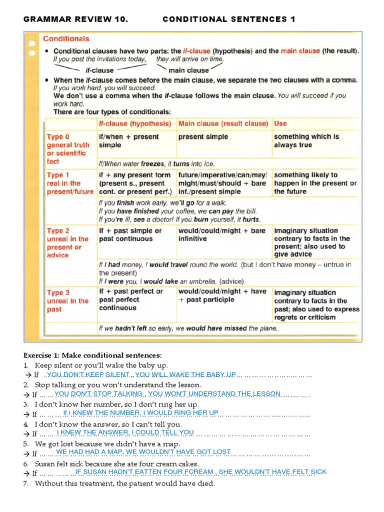 Grammar Review 10. Conditional Sentences 1 | PDF | Liquids | Water