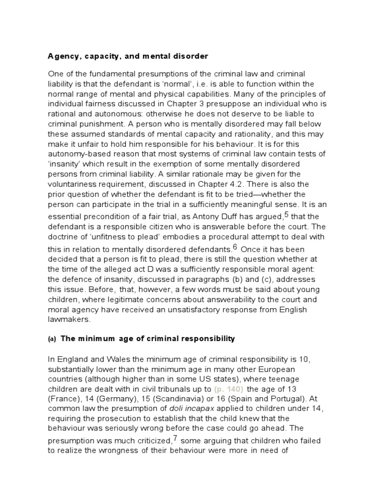 Agency, Capacity, and Mental Disorder | PDF | Insanity Defense | Mental ...